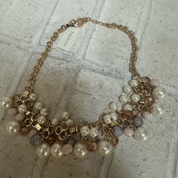 Talbots | Jewelry | New Y2k Talbots Gold Pearl Rhinestone Statement ...